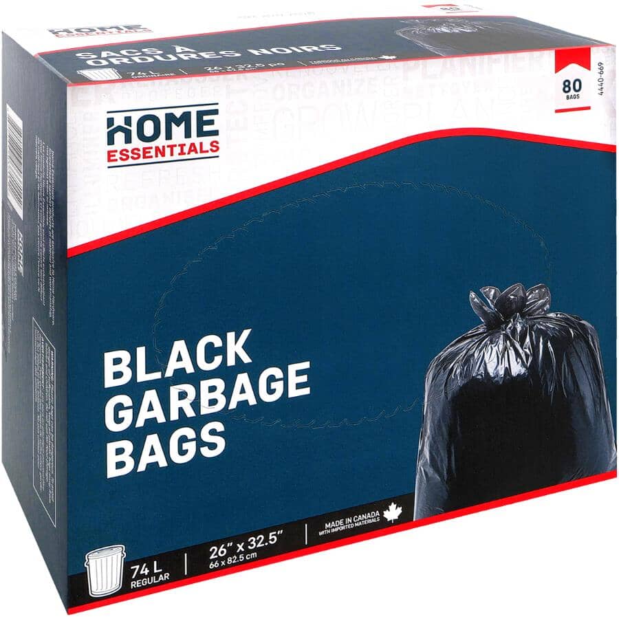 HOME ESSENTIALS 26" x 32.5" Black Garbage Bags | Home Hardware