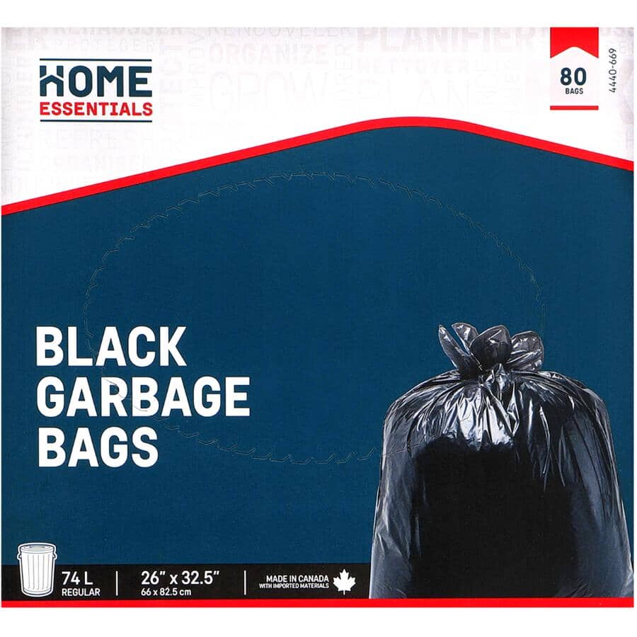 HOME ESSENTIALS 26" x 32.5" Black Garbage Bags | Home Hardware