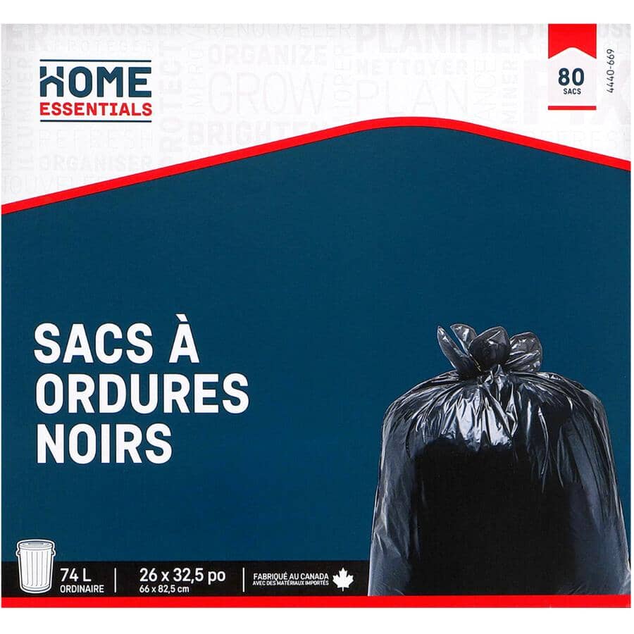 HOME ESSENTIALS 26" x 32.5" Black Garbage Bags | Home Hardware