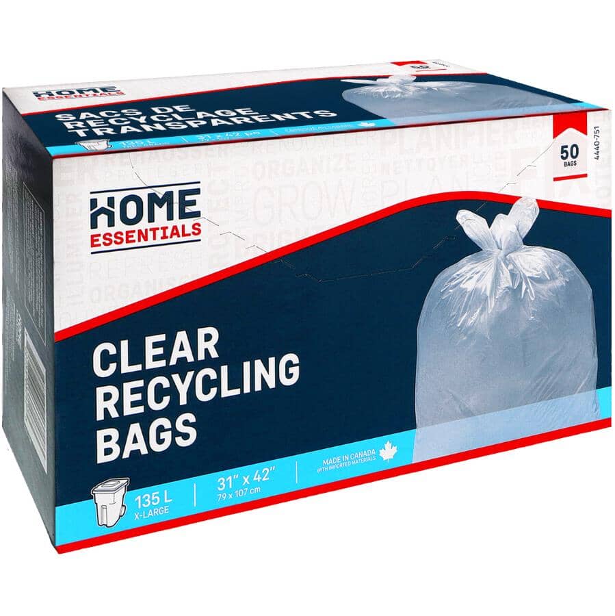 HOME ESSENTIALS 31" x 42" Clear Recycling Bags | Home Hardware