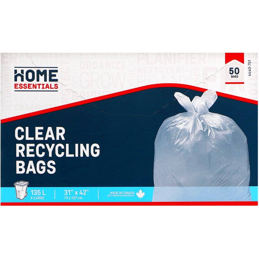 HOME ESSENTIALS 31" x 42" Clear Recycling Bags | Home Hardware