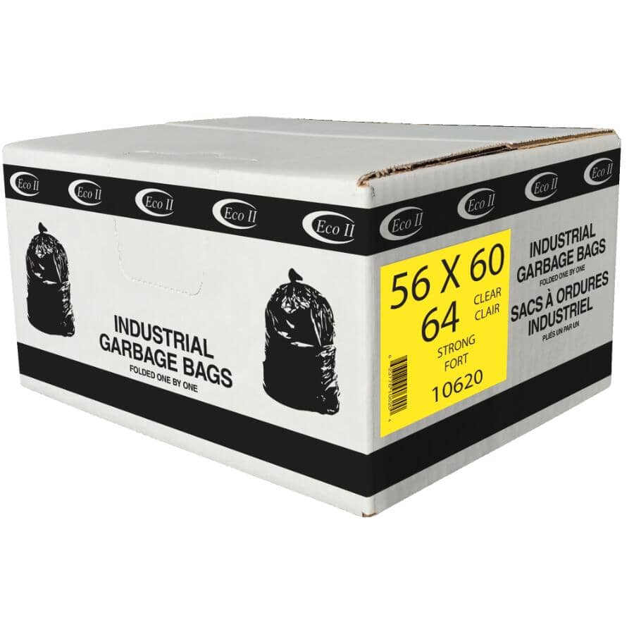 ECO II 64 Pack 56" x 60" 1.0 Mil Clear Strong Garbage Bags | Home Hardware
