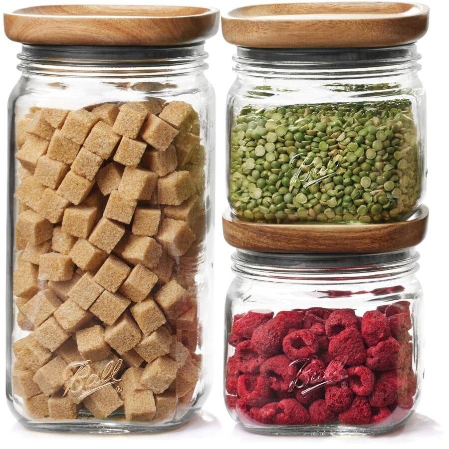 BALL Stack & Store Glass Jar with Wooden Lid | Home Hardware