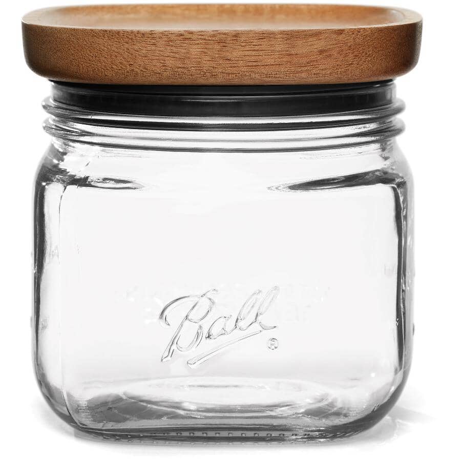 BALL Stack & Store Glass Jar with Wooden Lid | Home Hardware