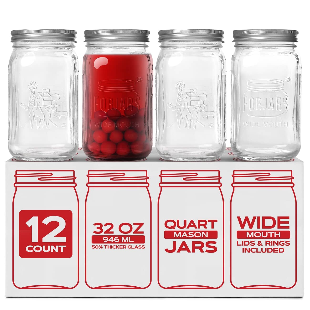 FORJARS® CANNING SUPPLY Premium Wide Mason Jars with Lids | Home Hardware