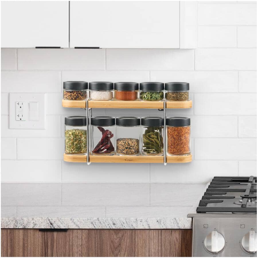 TRUDEAU Compact Glass Spice Rack with 10 Jars | Home Hardware