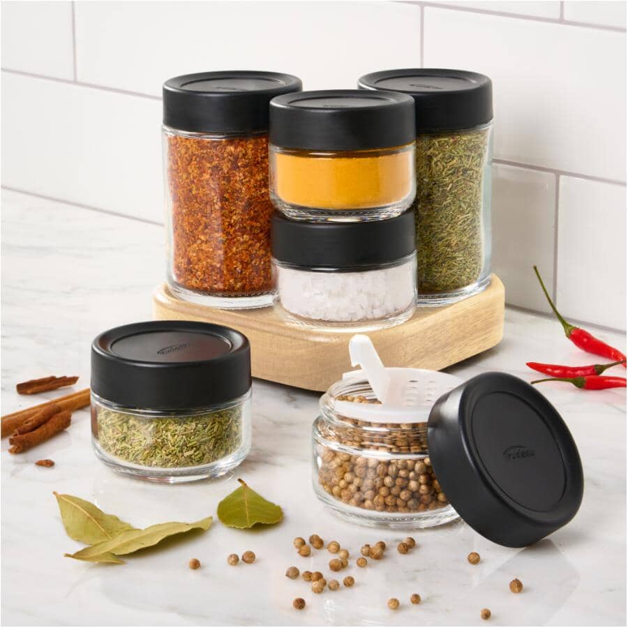 TRUDEAU Rotating Glass Spice Rack with 6 Jars | Home Hardware