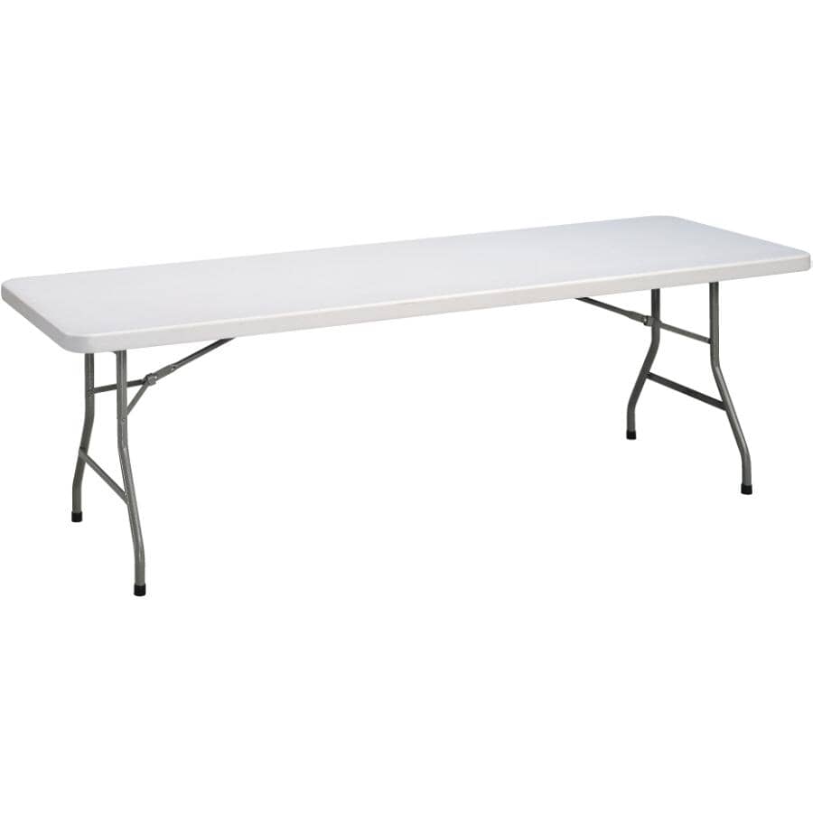 HOME 96" x 30" White Granite Heavy Duty Plastic Rectangular Folding ...