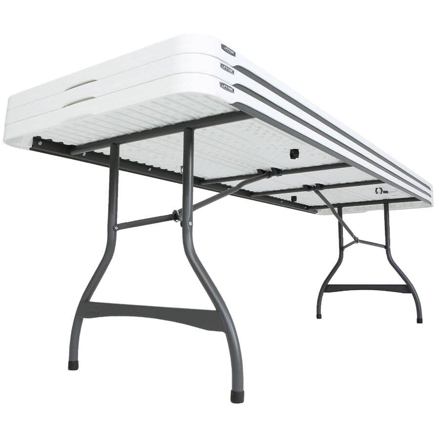 LIFETIME 96" x 30" Commercial White Rectangular Folding Table | Home ...