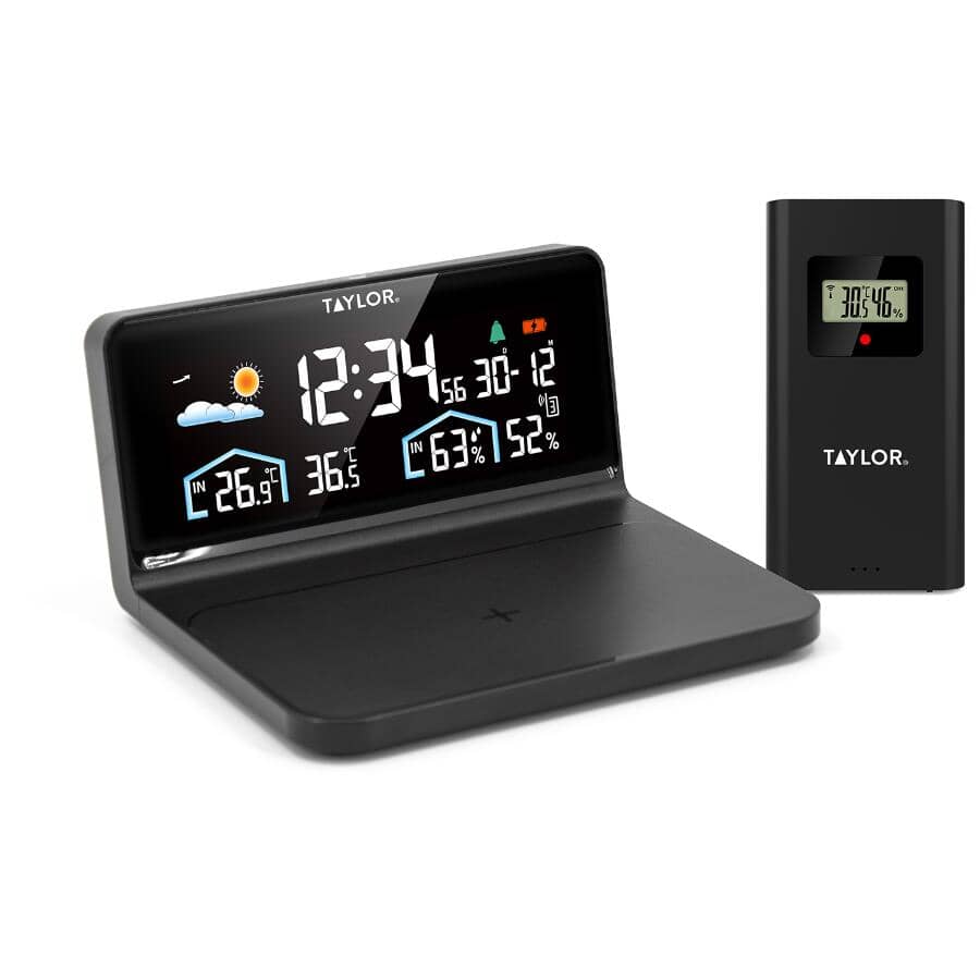 TAYLOR Indoor/Outdoor Wireless Digital Thermometer with Alarm Clock ...