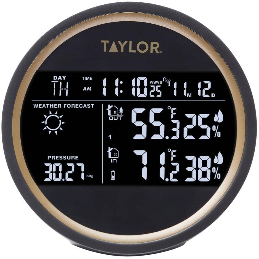 TAYLOR Indoor/Outdoor Wireless Digital Round Forecaster Thermometer ...