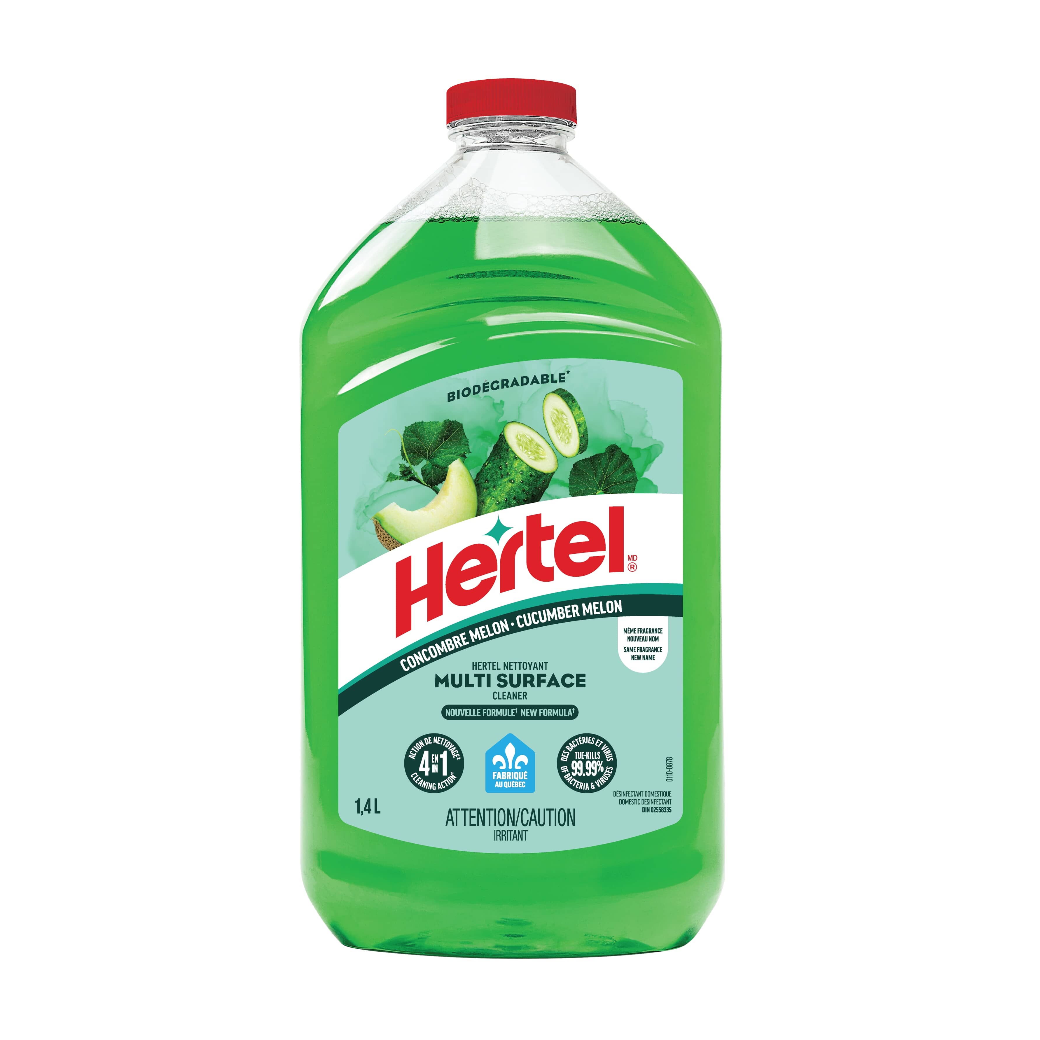HERTEL Nettoyant désinfectant tout usage multisurfaces, concombre et ...
