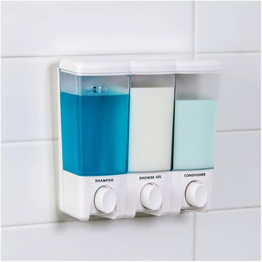 BETTER LIVING Clear Choice 3 Chambers Wall Mount Shower Shampoo & Soap ...