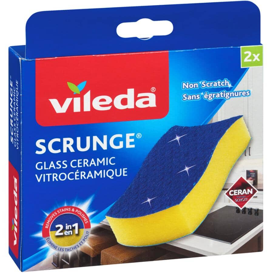 VILEDA 2 Pack Glass and Ceramic Scrunge Scrub Sponge | Home Hardware