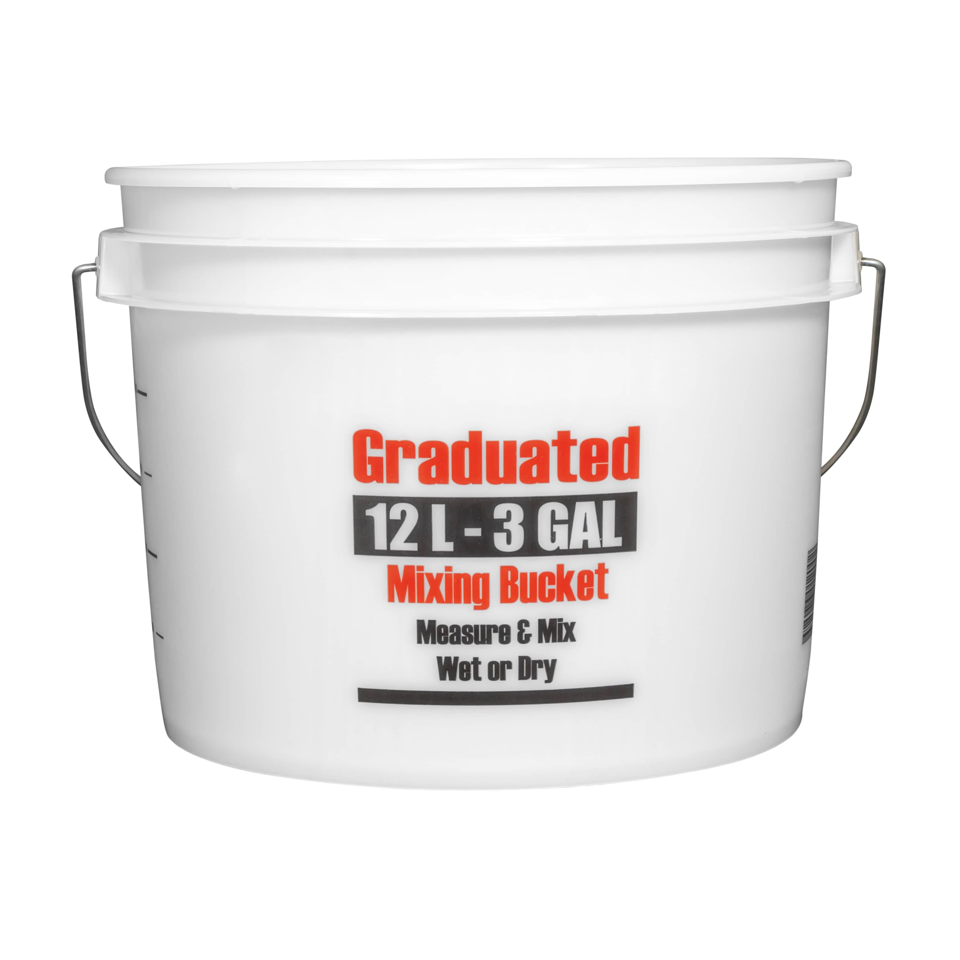 12 L Plastic Graduated Mixing Pail with Measuring Print & Metal Handle ...