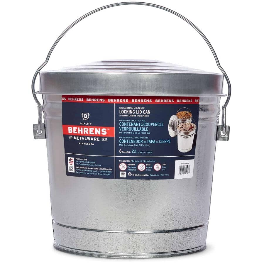 BEHRENS Galvanized Utility Pail with Locking Lid | Home Hardware