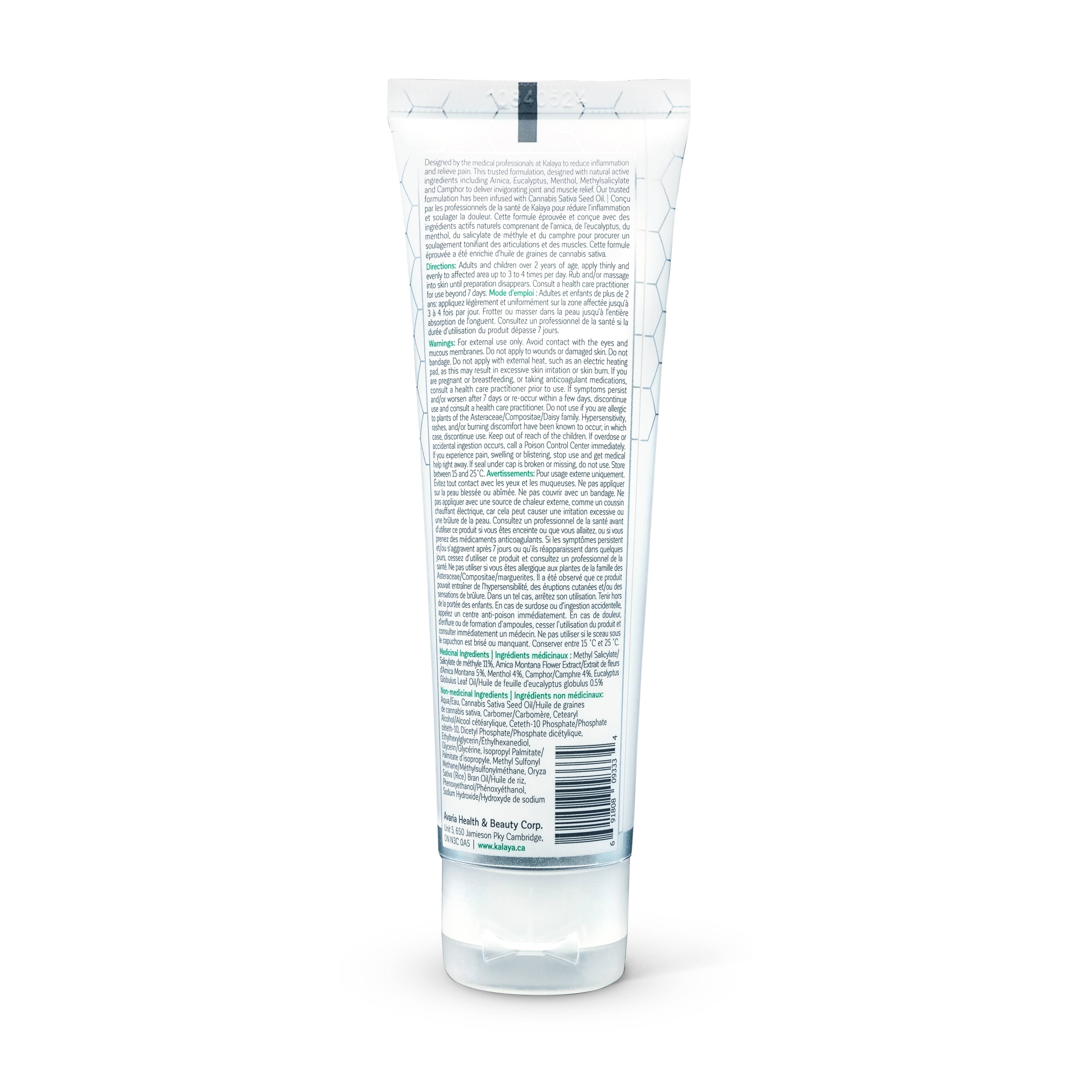 KALAYA NATURALS Pain Relief Cream with Cannabis Sativa Seed Oil | Home ...