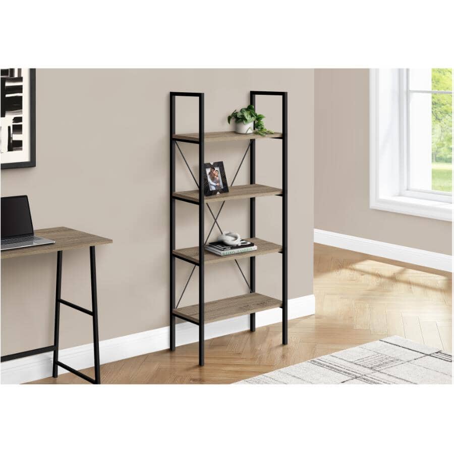 MONARCH SPECIALTIES INC. 4 Tier Bookcase with Black Metal Legs | Home ...