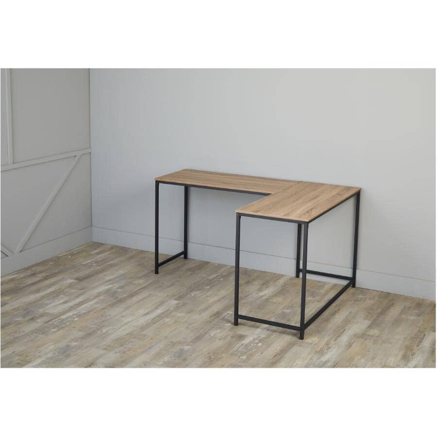 MONARCH SPECIALTIES INC. Corner Facing Computer Desk with Black Metal ...