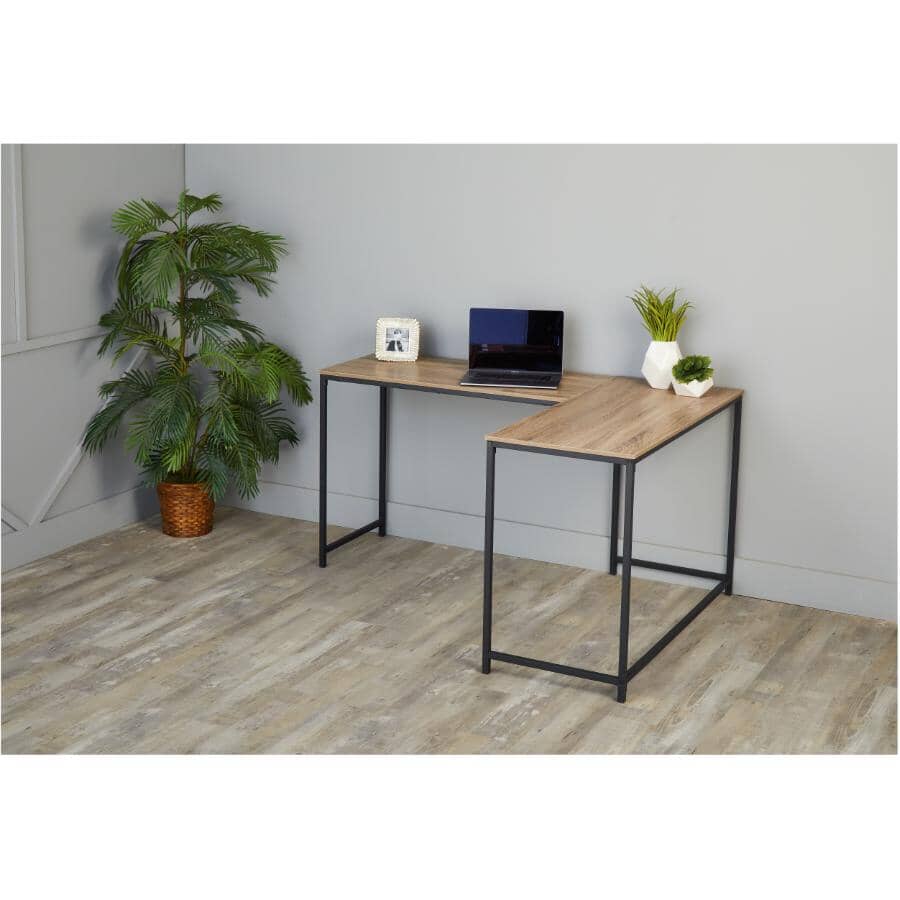 MONARCH SPECIALTIES INC. Corner Facing Computer Desk with Black Metal ...