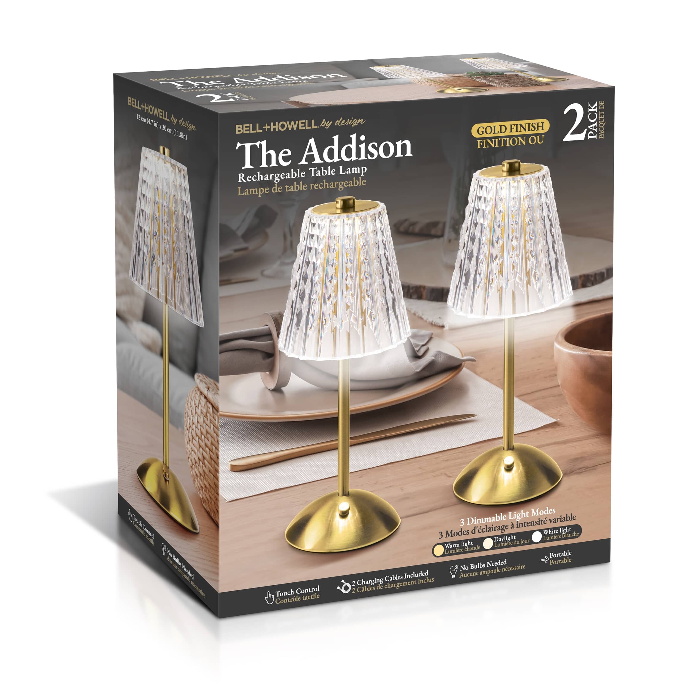 BELL & HOWELL Addison Rechargeable Gold Desk Lamps | Home Hardware
