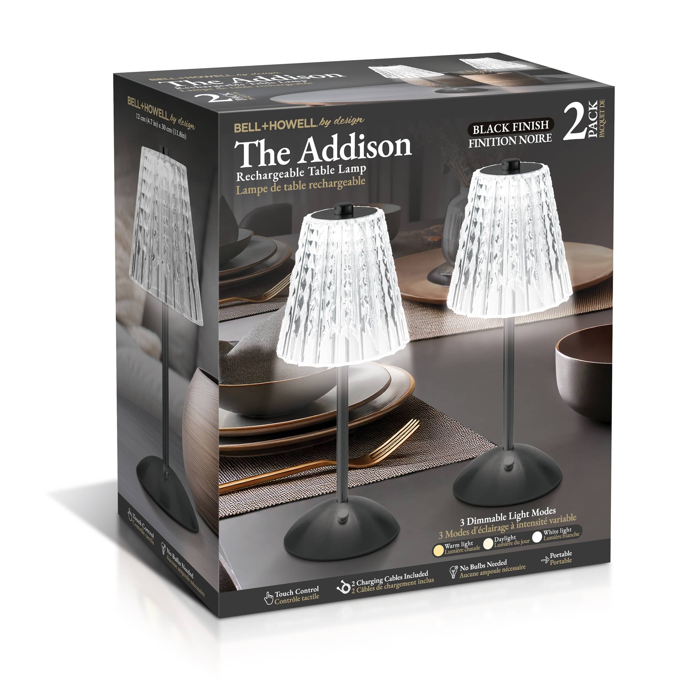 BELL & HOWELL Addison Rechargeable Black Desk Lamps | Home Hardware