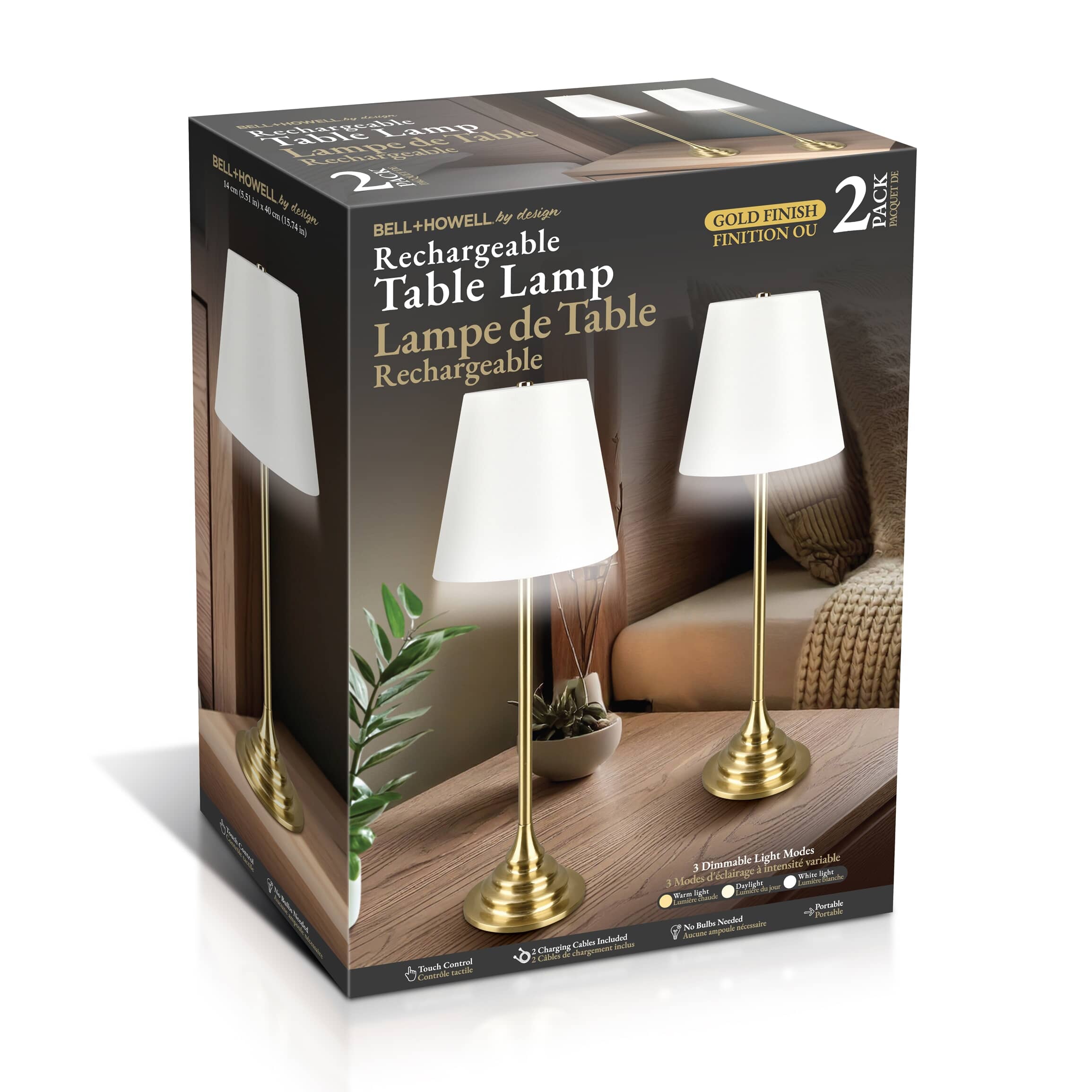 BELL & HOWELL Rechargeable Gold Desk Lamps | Home Hardware