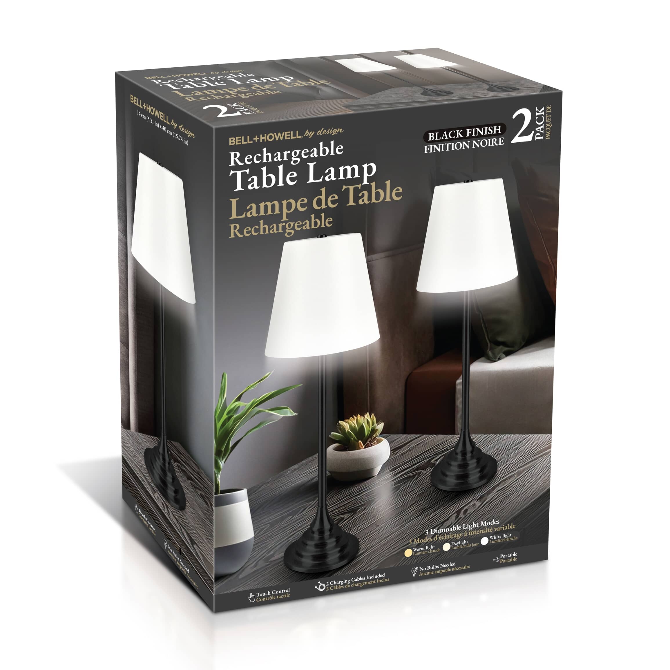 BELL & HOWELL Rechargeable Black Desk Lamps | Home Hardware