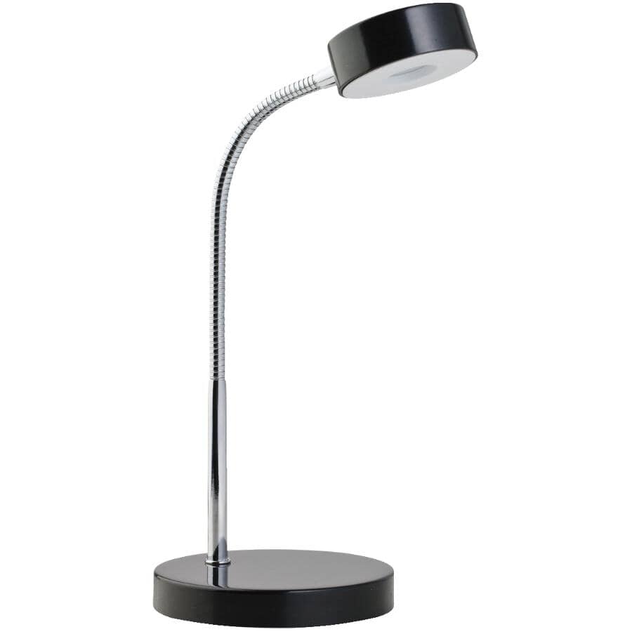 GLOBE ELECTRIC Glossy Black & Chrome LED Desk Lamp | Home Hardware