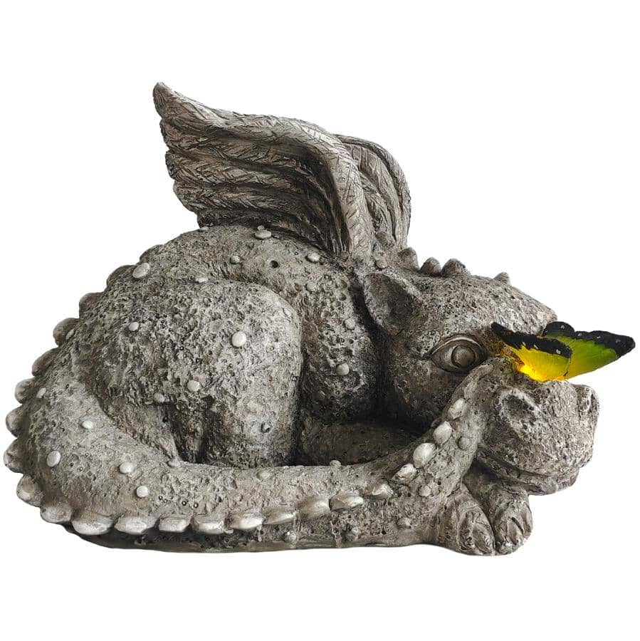 ANGELO DECOR Baby Dragon with Solar Butterfly Garden Statue | Home Hardware