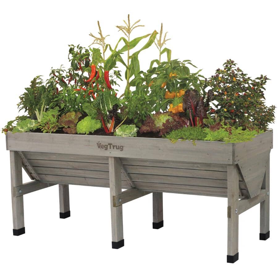 VEGTRUG Grey Washed Classic Medium Raised Garden Planter | Home Hardware