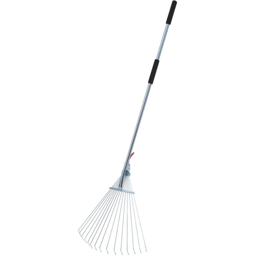 HOME ESSENTIALS 15 Tines 7" - 23" Adjustable Fan Rake, with 48" Handle ...