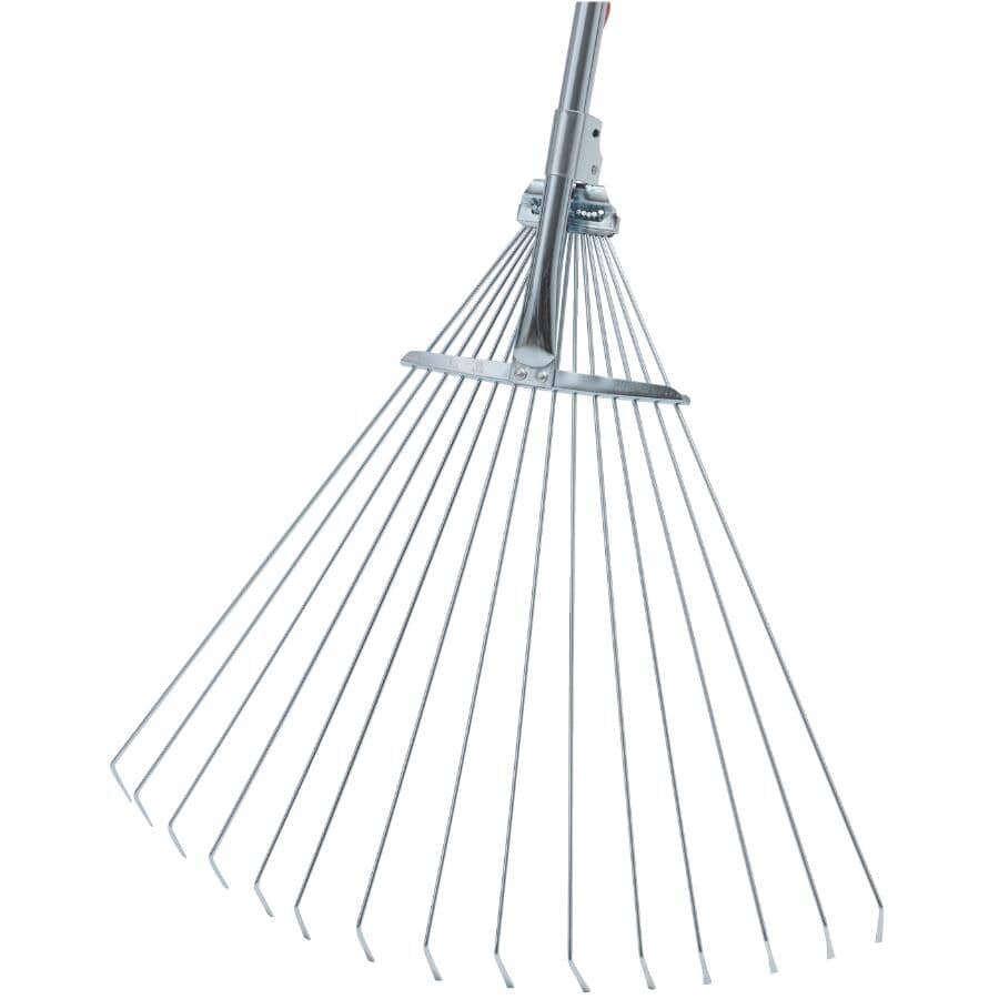 HOME ESSENTIALS 15 Tines 7" - 23" Adjustable Fan Rake, with 48" Handle ...
