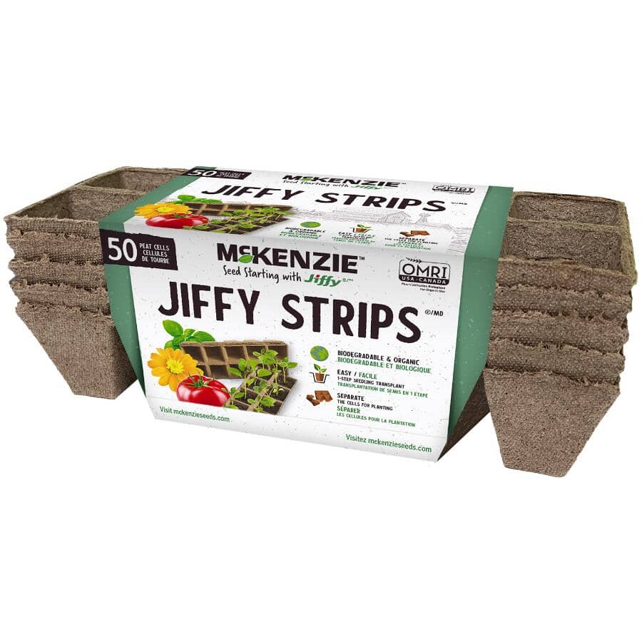MCKENZIE Cellules de tourbe Jiffy Strips, bandes de 10 cellules, paquet ...