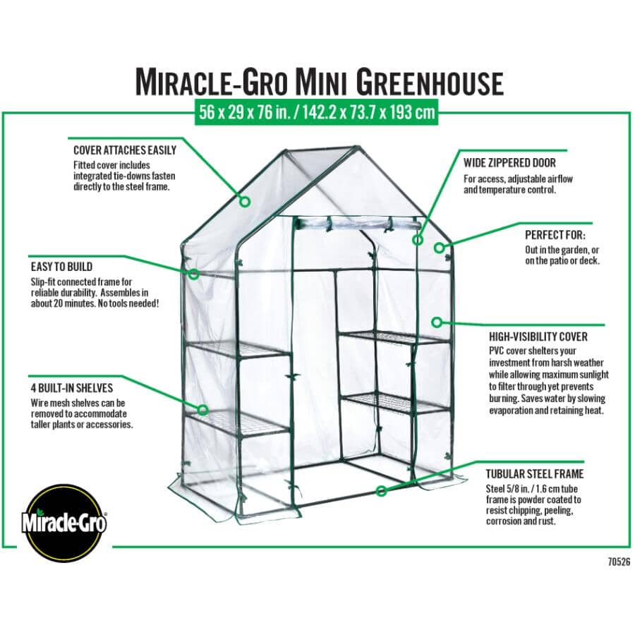 MIRACLE-GRO Mini Greenhouse 4'8" x 29" x 6'5" | Home Hardware