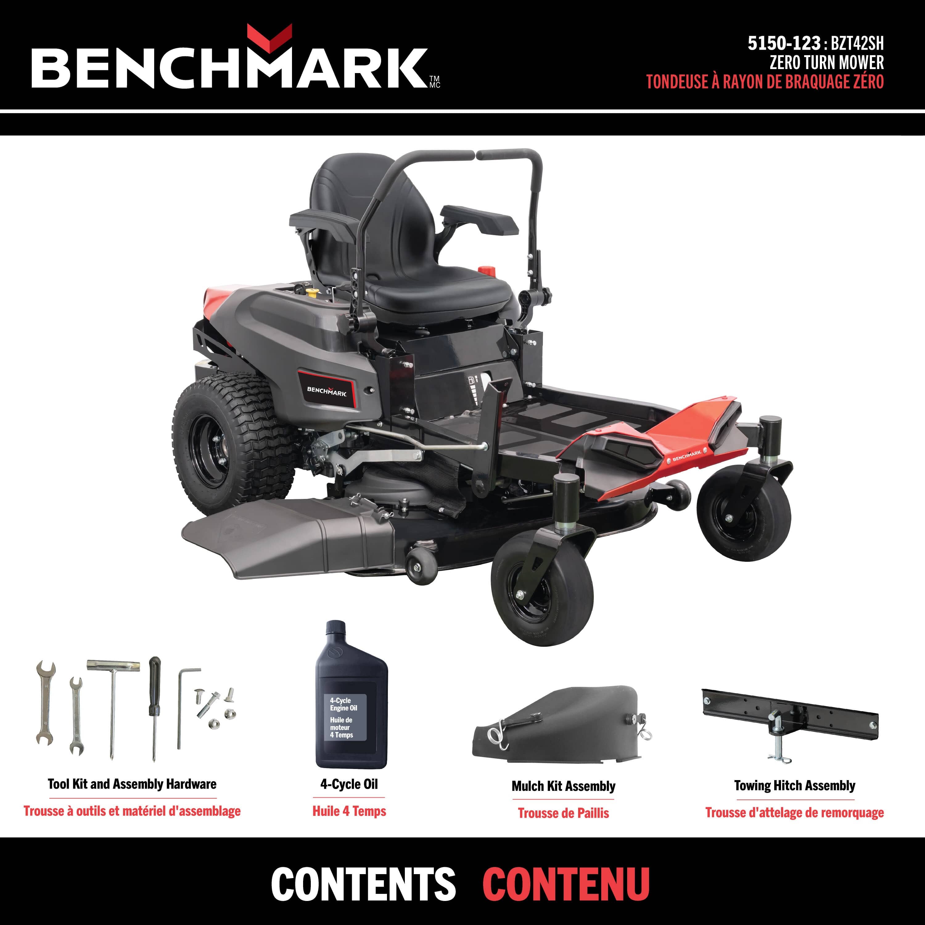 BENCHMARK 42" 22HP Gas-Powered Zero Turn Riding Mower with Mulch & Tow ...