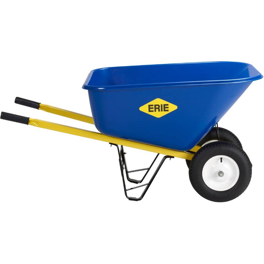 ERIE 10 Cu. Ft. Plastic Tray Wheelbarrow with Dual Pneumatic Wheels ...