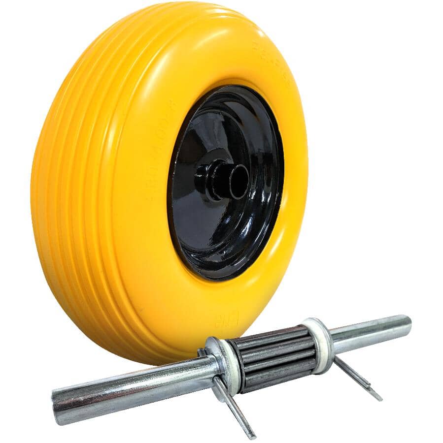 ERIE Flat Free Wheelbarrow Wheel Kit, with Axle | Home Hardware