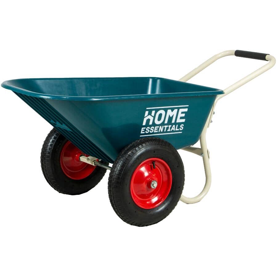 HOME ESSENTIALS 5 Cu. Ft Poly Tray Wheelbarrow with Dual Wheels | Home ...