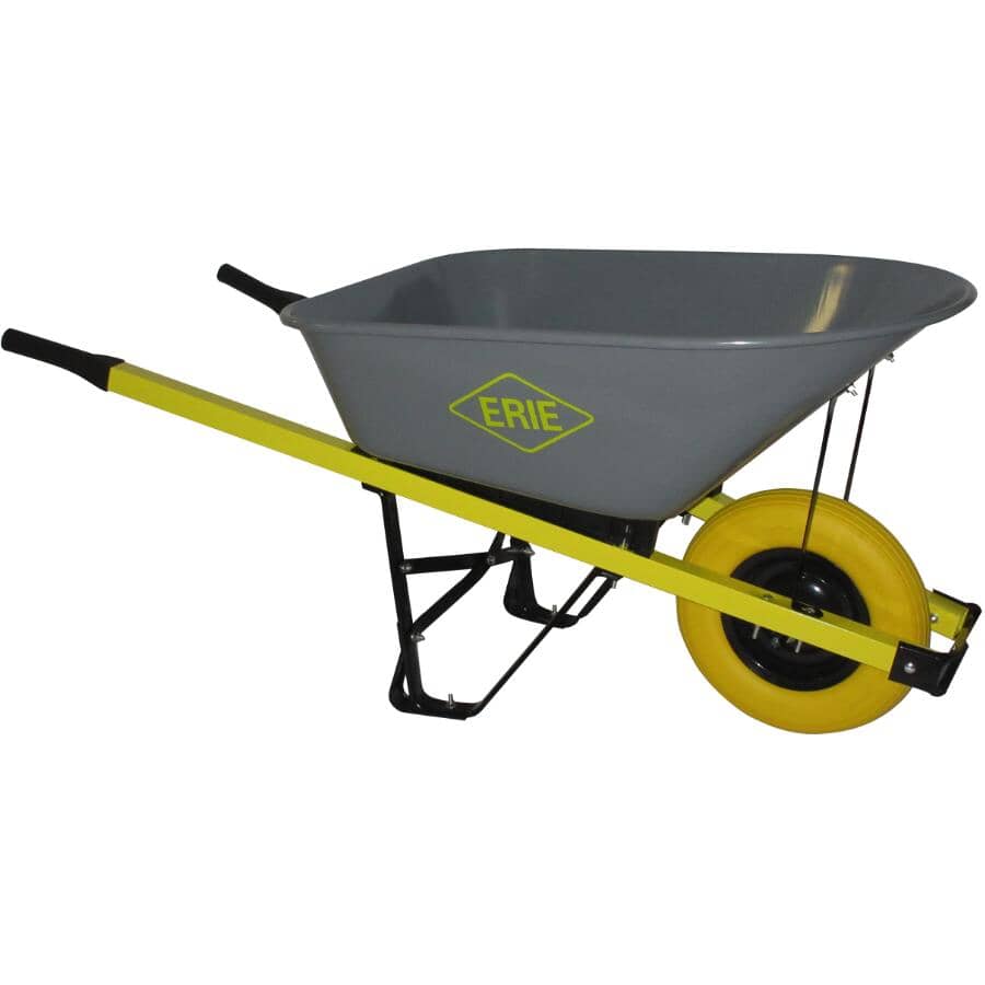 ERIE 6 Cu. Ft. Landscaper/Contractor Wheelbarrow with Steel Tray and ...