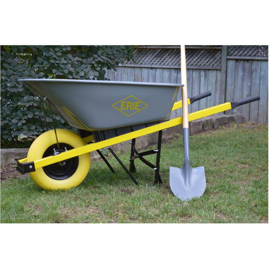ERIE 6 Cu. Ft. Landscaper/Contractor Wheelbarrow with Steel Tray and ...