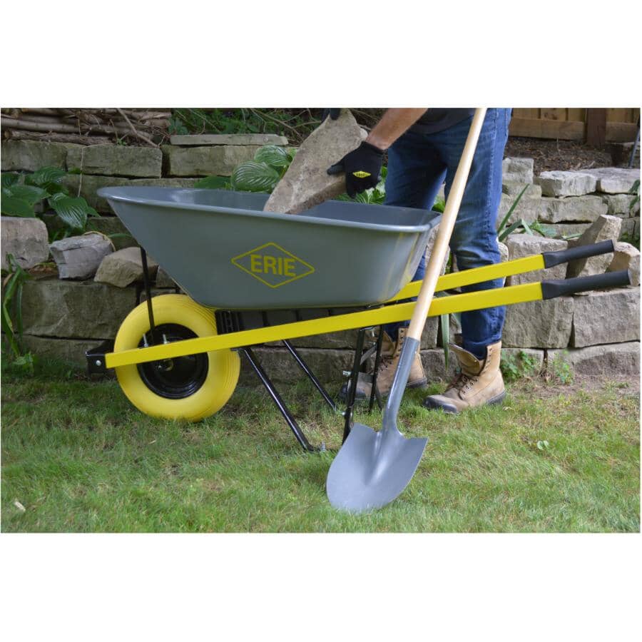 ERIE 6 Cu. Ft. Landscaper/Contractor Wheelbarrow with Steel Tray and ...