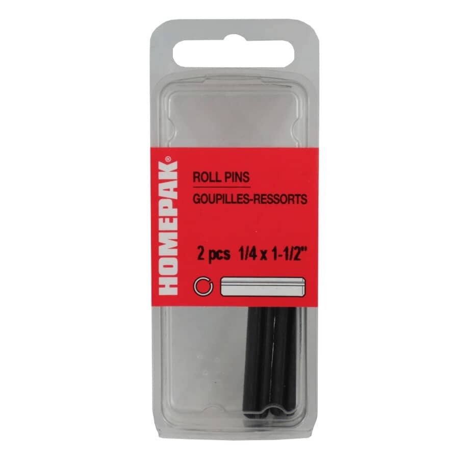 HOME PAK 2 Pack 1/4" x 1-1/2" Steel Lock Roll Pins | Home Hardware