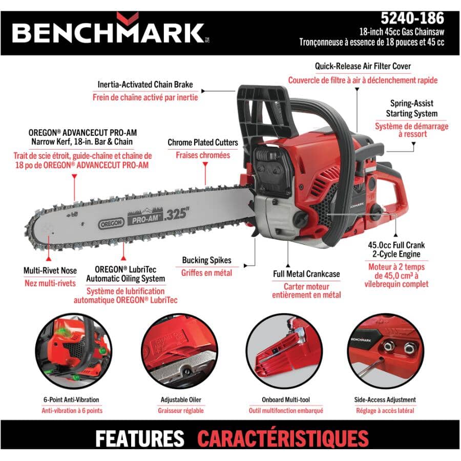 BENCHMARK 45cc 2-Cycle Chain Saw with 18" Bar | Home Hardware