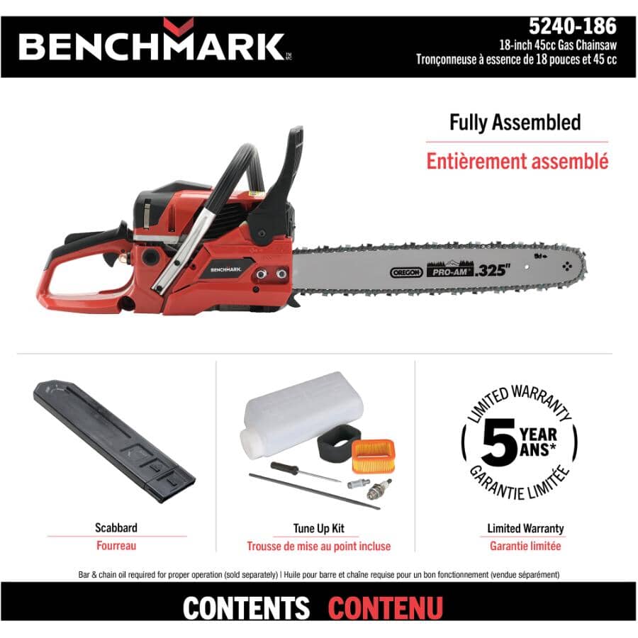 BENCHMARK 45cc 2-Cycle Chain Saw with 18" Bar | Home Hardware