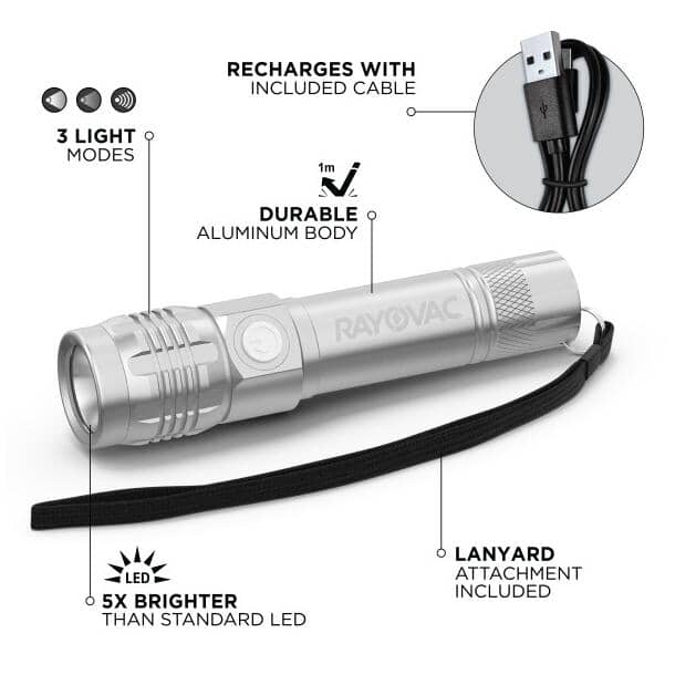 RAYOVAC Value Rechargeable Metal Flashlight | Home Hardware