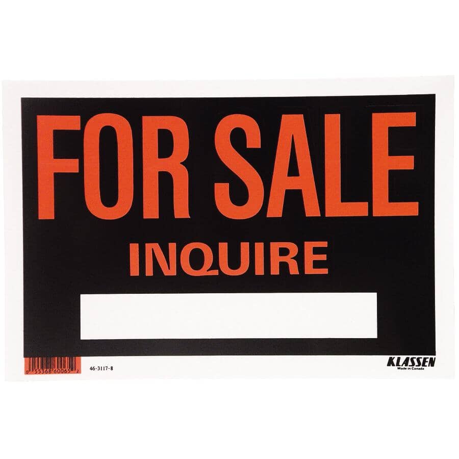 KLASSEN 8" x 12" High Impact For Sale/Inquire Sign | Home Hardware