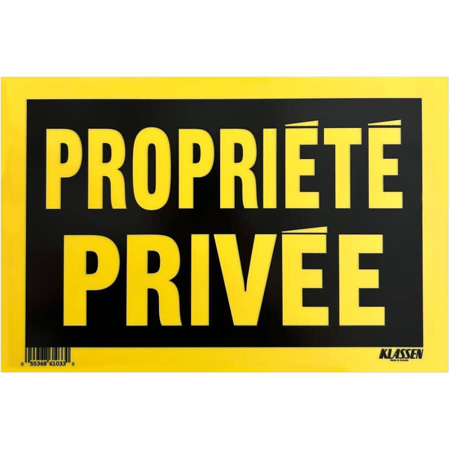 KLASSEN 8" x 12" Propriete Privee French Sign | Home Hardware