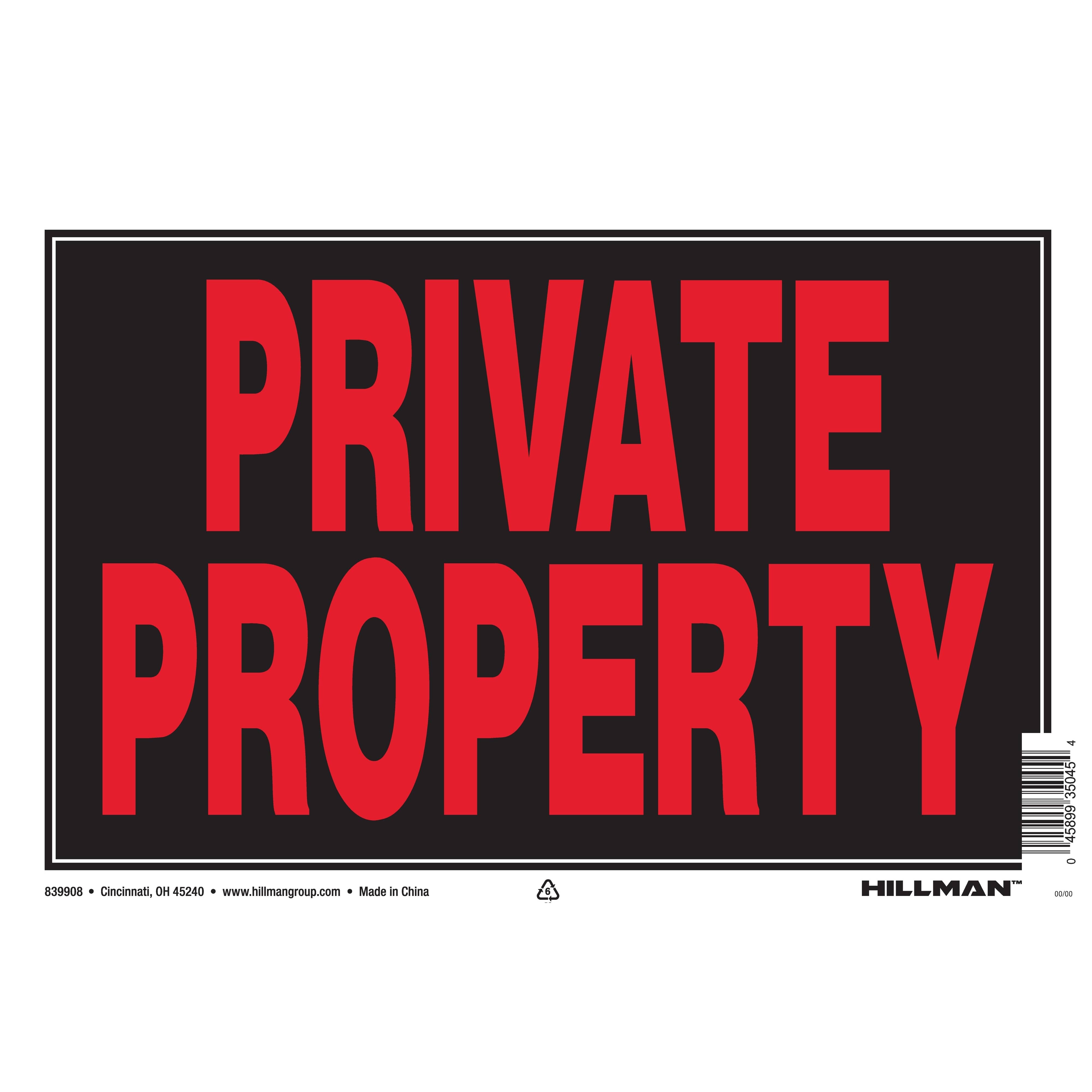 HILLMAN 8" x 12" Private Property Sign | Home Hardware