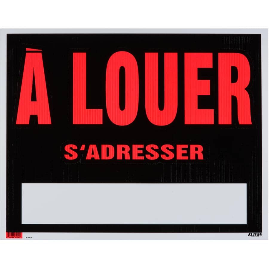 KLASSEN Affiche de 8 po x 12 po, À louer s'adresser à | Home Hardware